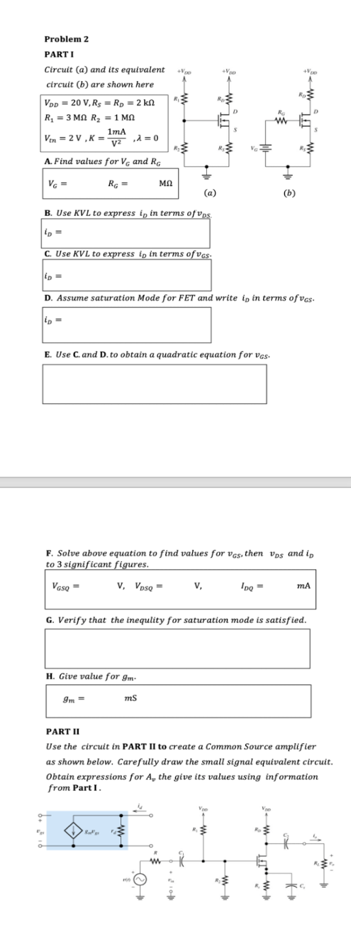 Solved PPLEASE ANSWER.. problem 2PART ICircuit (a) ﻿and its | Chegg.com