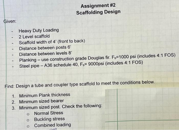 Solved - Heavy Duty Loading - 2 Level scaffold - Scaffold | Chegg.com