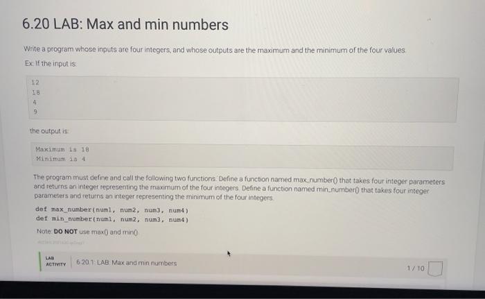 Solved def max_number(num1, num2, num3, num4): max_val = num | Chegg.com