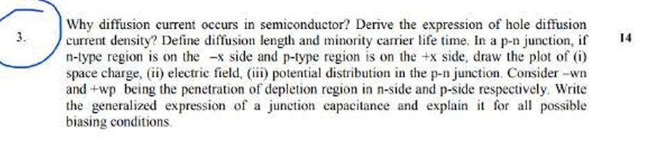 Why diffusion current occurs in semiconductor? Derive | Chegg.com