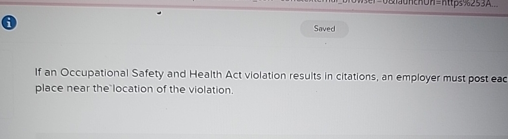 Solved If an Occupational Safety and Health Act violation | Chegg.com