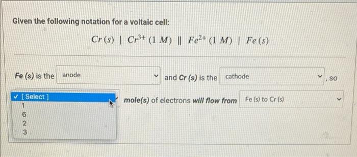 Solved Given the following notation for a voltaic cell: | Chegg.com