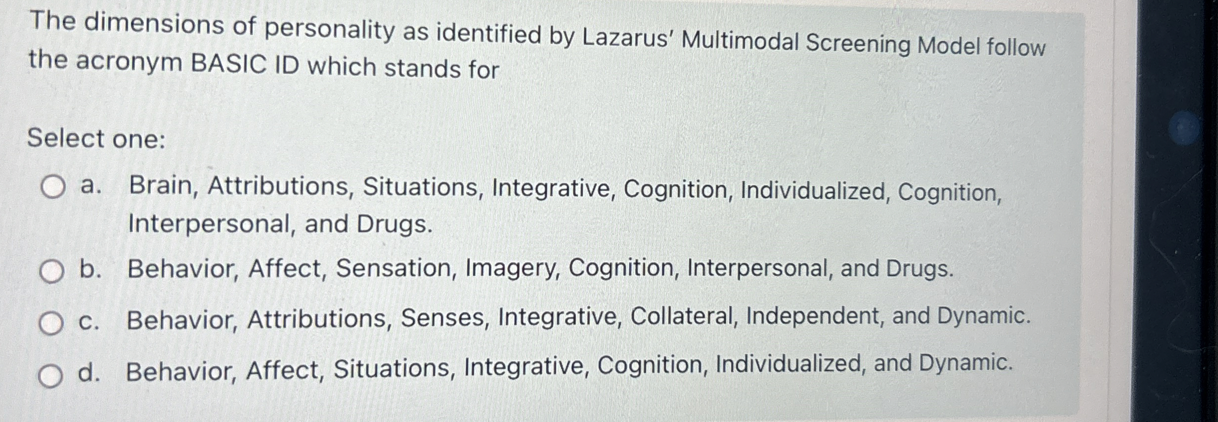 Solved The dimensions of personality as identified by | Chegg.com