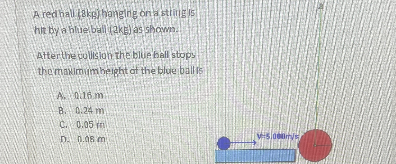 Solved A red ball ( 8kg ) ﻿hanging on a string is hit by a | Chegg.com
