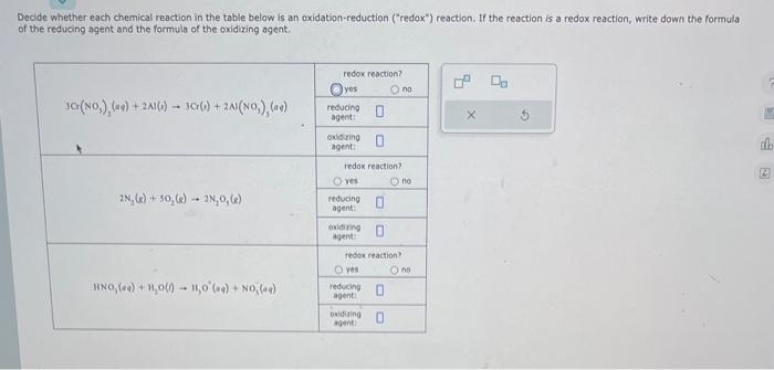 Solved Decide Whether Each Chemical Reaction In The Table
