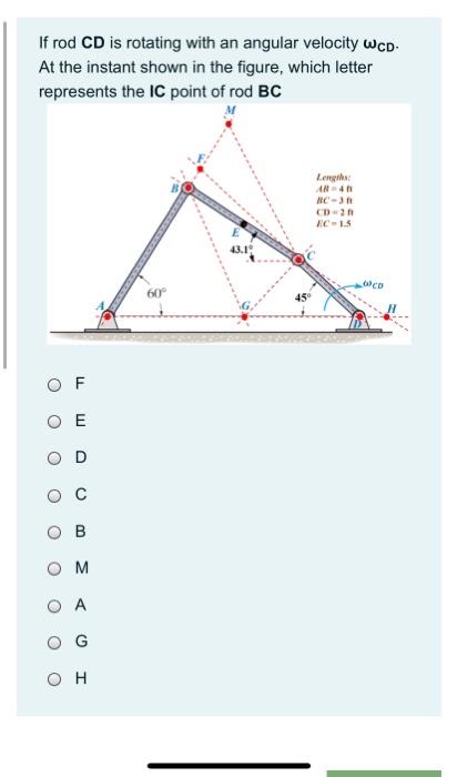 Solved If rod CD is rotating with an angular velocity WCD At | Chegg.com