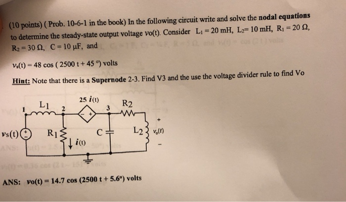 Solved 1. (10 points) In the following circuit write and | Chegg.com