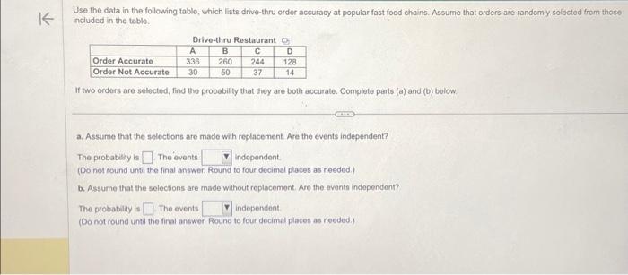 Solved Use the data in the following table, which lists | Chegg.com