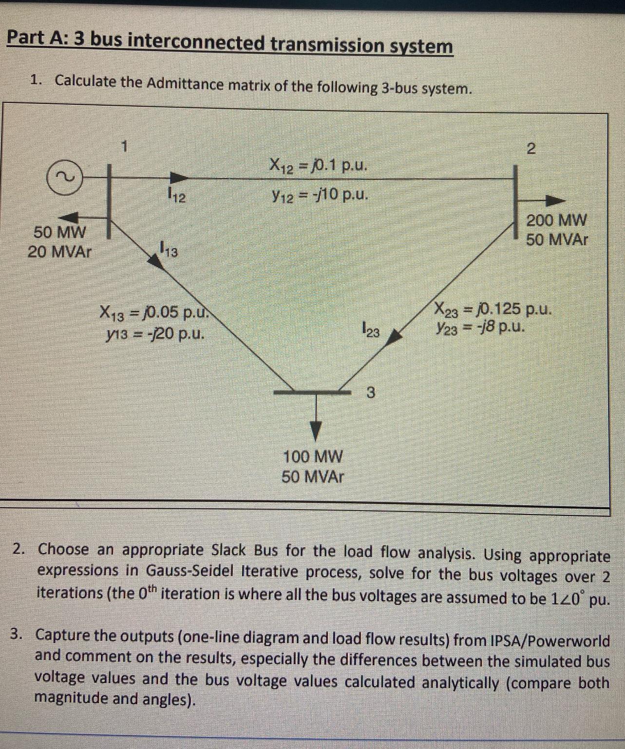 Solved Part A 3 ﻿bus Interconnected Transmission