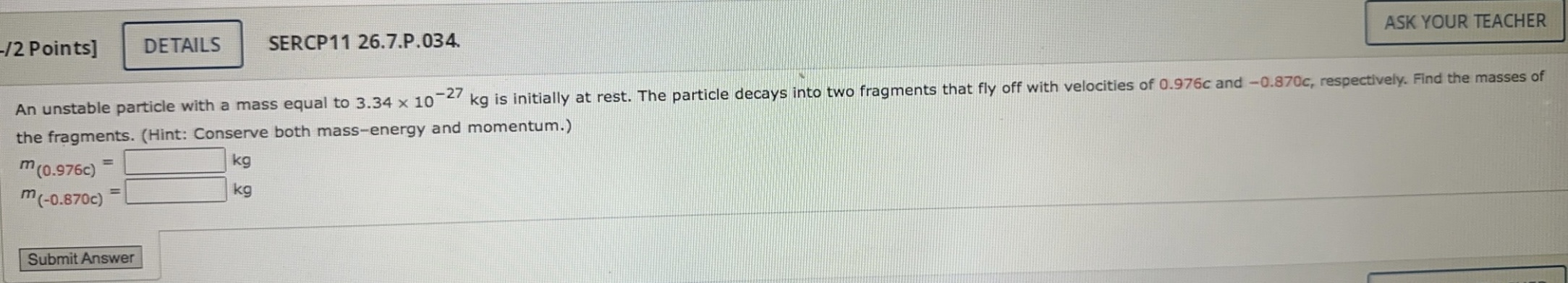 Solved An unstable particle with a mass equal to | Chegg.com