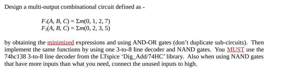 Solved Design A Multi Output Combinational Circuit Defined