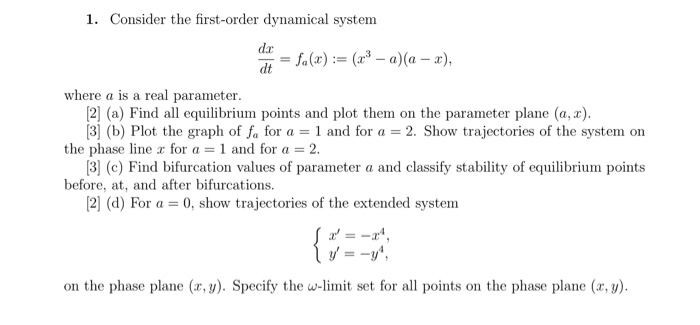 Solved 1 Consider The First Order Dynamical System F X