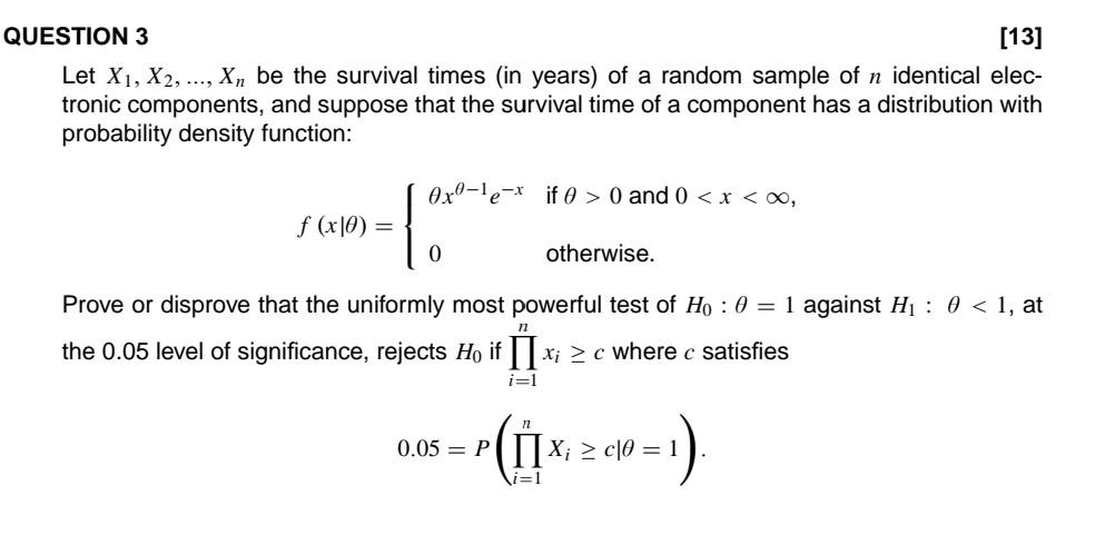Solved [13] Let \\( X_{1}, X_{2}, \\ldots, X_{n} \\) be the | Chegg.com