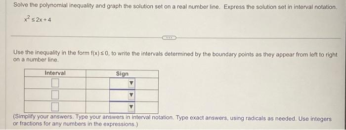 Solved Solve the polynomial inequality and graph the | Chegg.com