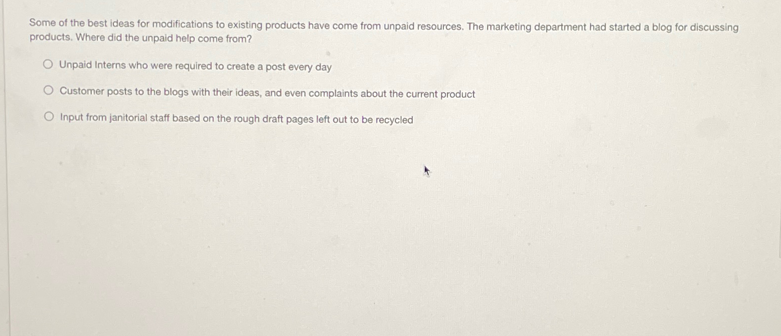 Solved Some of the best ideas for modifications to existing | Chegg.com