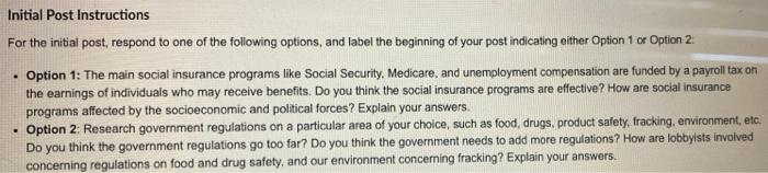 Solved . Initial Post Instructions For the initial post, | Chegg.com