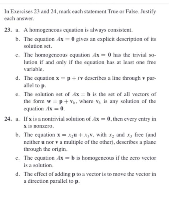 Solved In Exercises 23 and 24 , mark each statement True or | Chegg.com