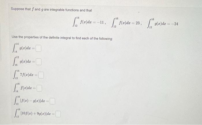 Solved Suppose that f and g are integrable functions and | Chegg.com