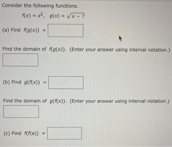 Solved Consider the following functions. f(x) = x2, g(x) = x | Chegg.com