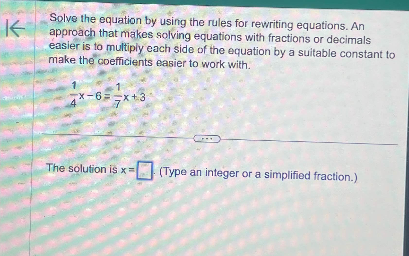 Solved Solve the equation by using the rules for rewriting | Chegg.com