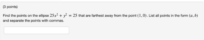 Solved Find the points on the ellipse 25x2+y2=25 that are | Chegg.com