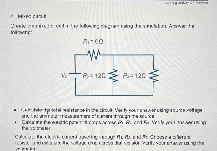 2. Mixed circuit Create the mixed circuit in the | Chegg.com