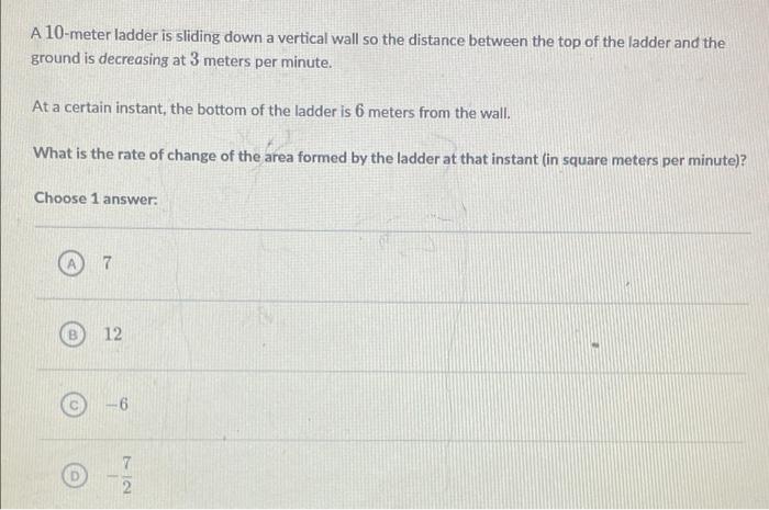 Solved A 10-meter ladder is sliding down a vertical wall so | Chegg.com