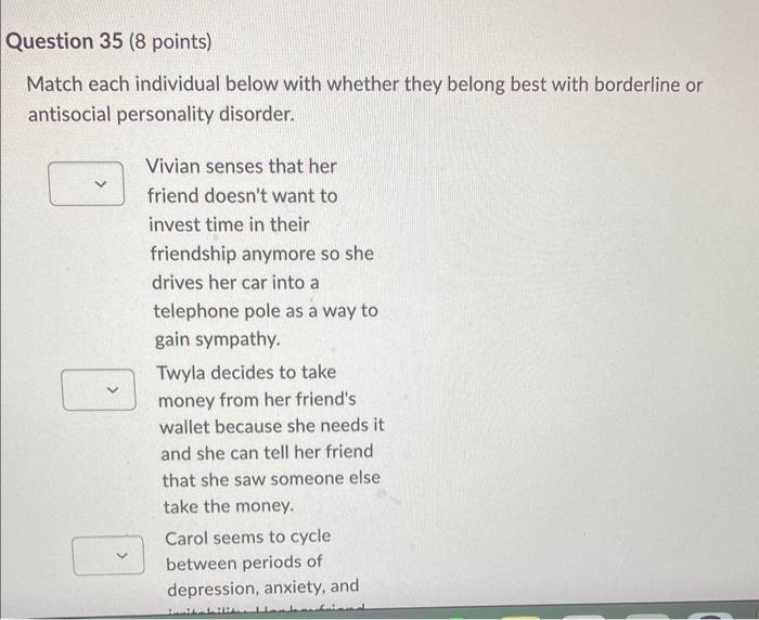 Solved Question 35 (8 points) Match each individual below | Chegg.com