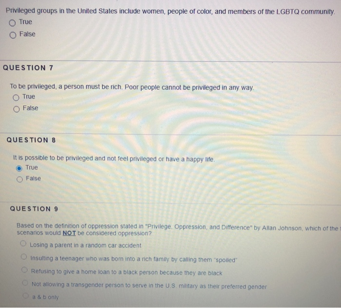 Solved Privileged groups in the United States include women, | Chegg.com