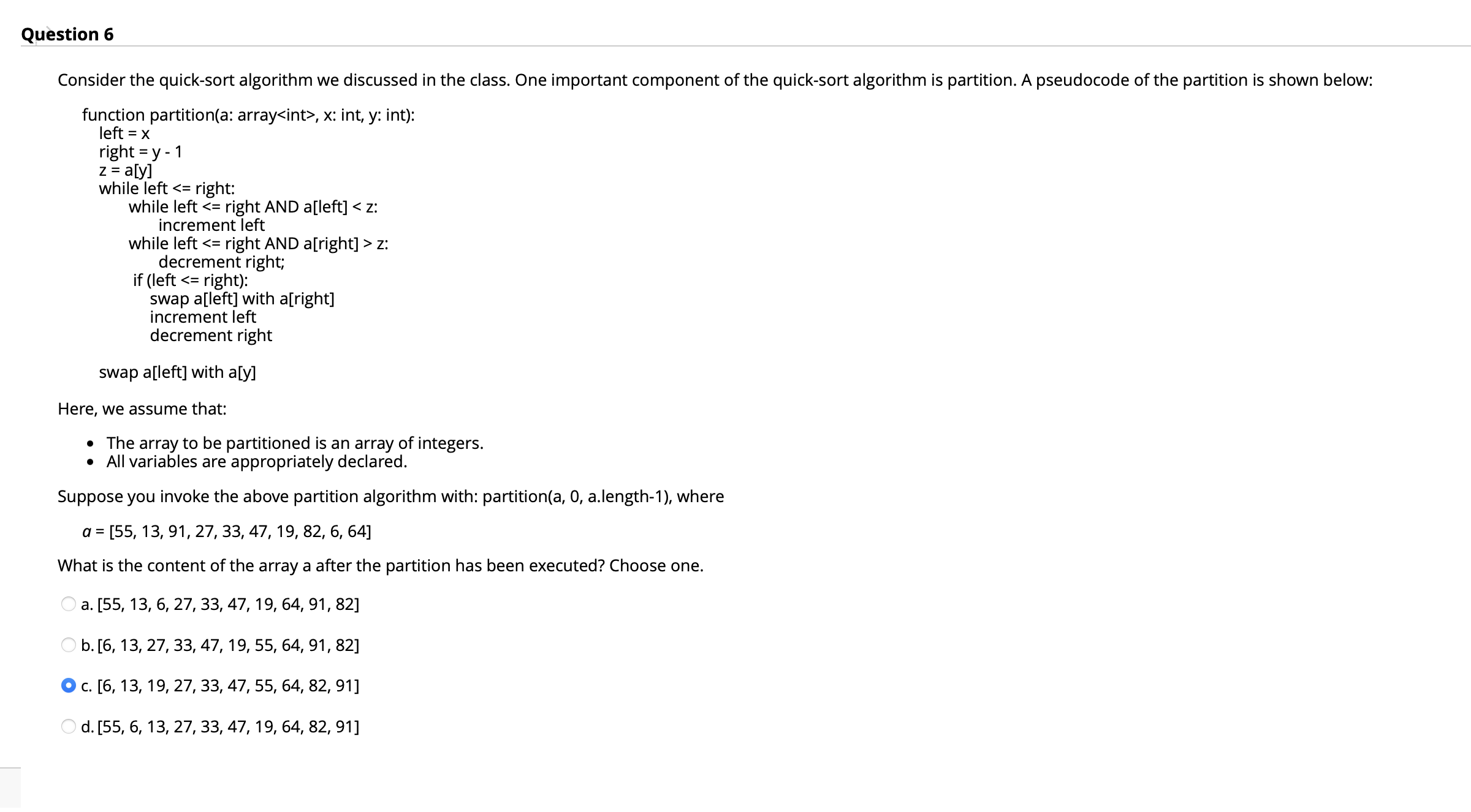 Solved Question 6Consider the quick-sort algorithm we | Chegg.com