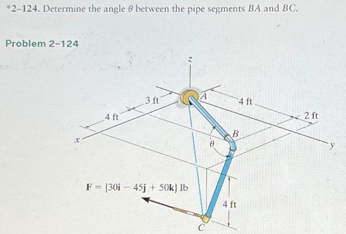 Solved *2-124. Determine the angle between the pipe segments | Chegg.com Solved *2-124. Determine the angle between the pipe segments | Chegg.com