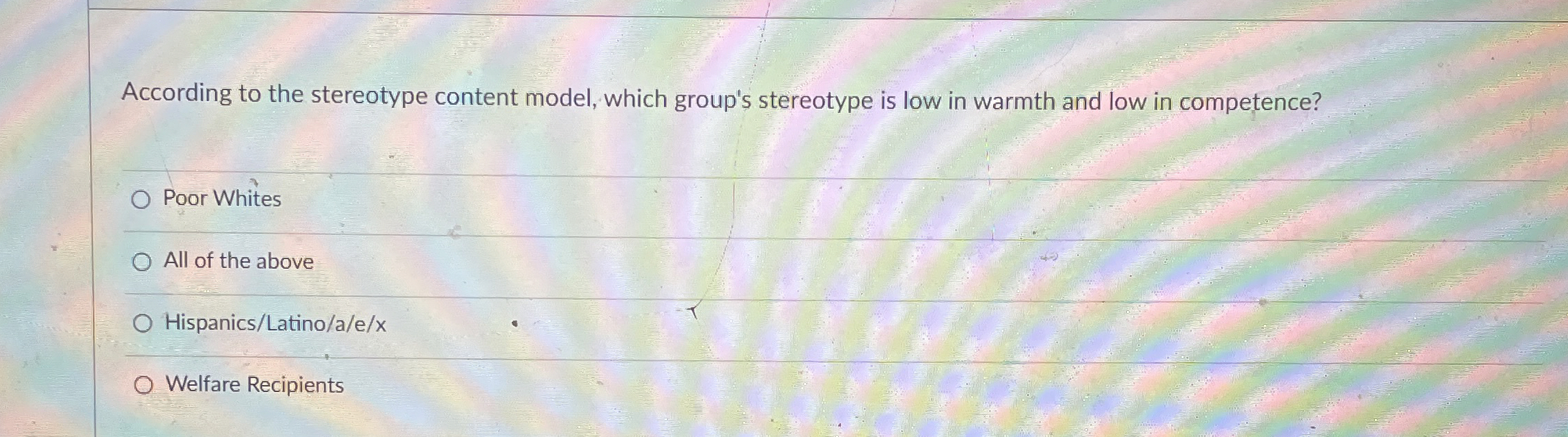 Solved According to the stereotype content model, which | Chegg.com
