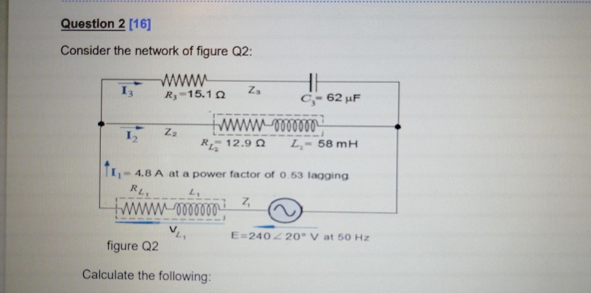 Solved Consider the network of figure Q2: Calculate the | Chegg.com