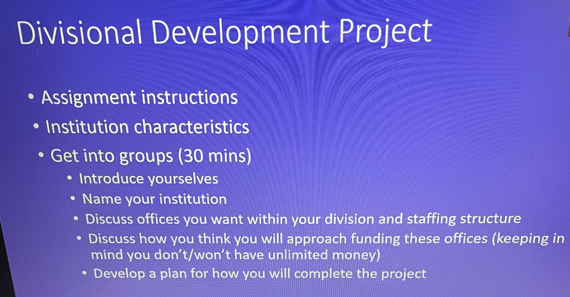 Solved Divisional Development ProjectAssignment | Chegg.com