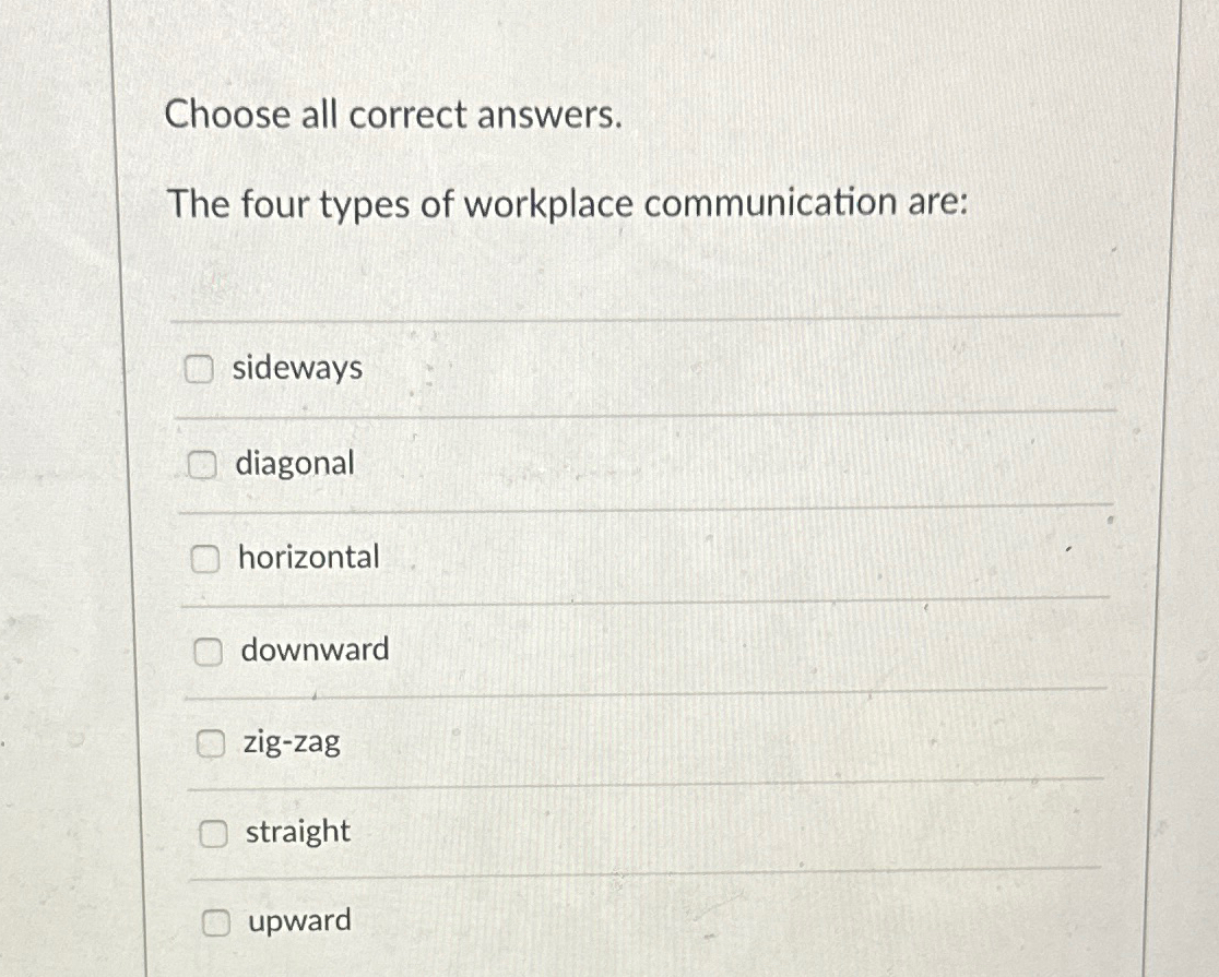 Solved Choose all correct answers.The four types of | Chegg.com