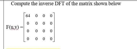 Solved Compute the inverse DFT of the matrix shown below 64 | Chegg.com
