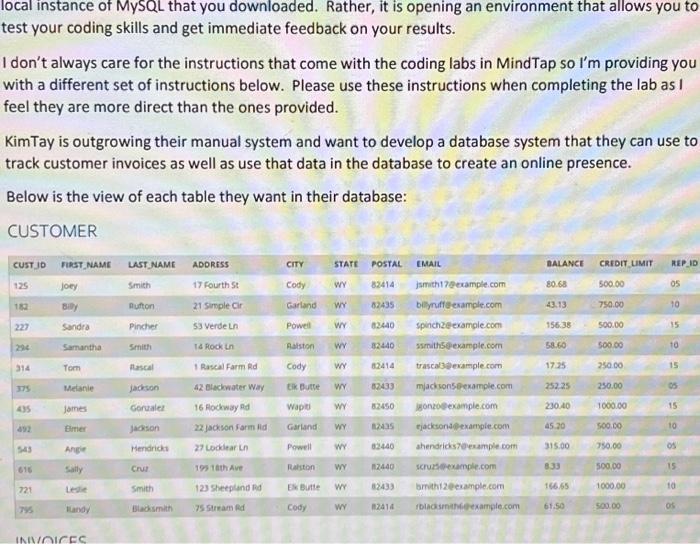 INVOICES INVOICE LINE SALES REP Tasks | Chegg.com