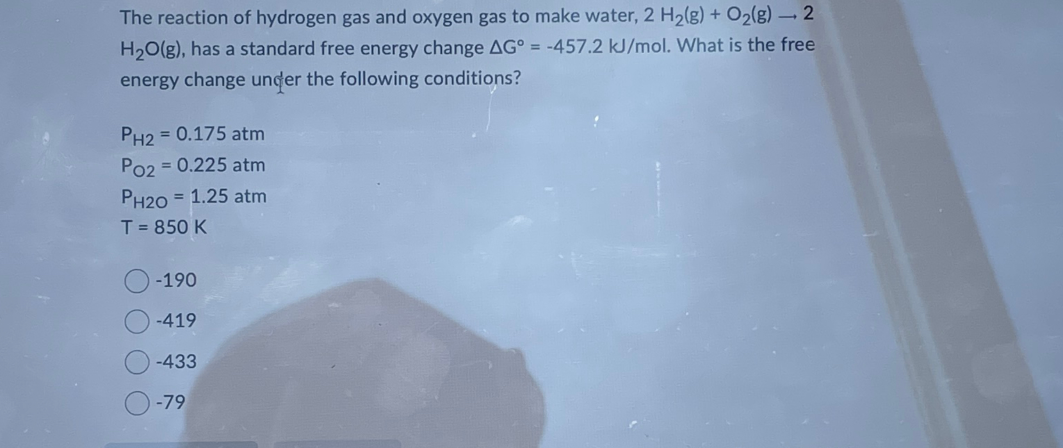 Solved The reaction of hydrogen gas and oxygen gas to make | Chegg.com