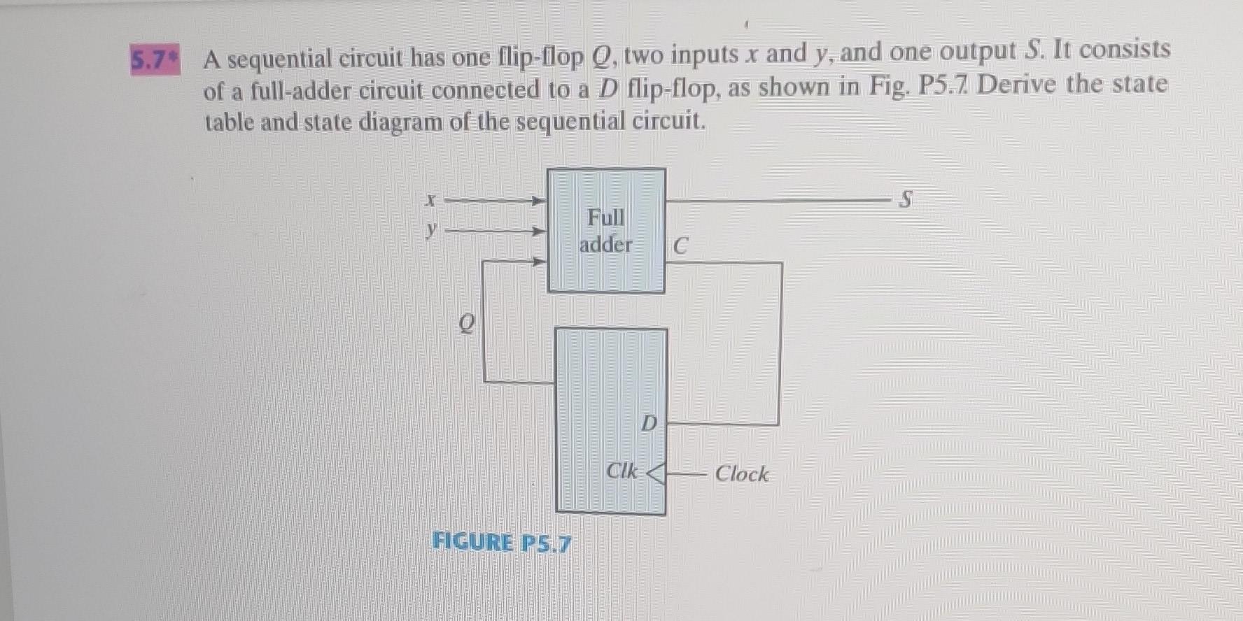 Solved A sequential circuit has one flip-flop Q, two inputs | Chegg.com