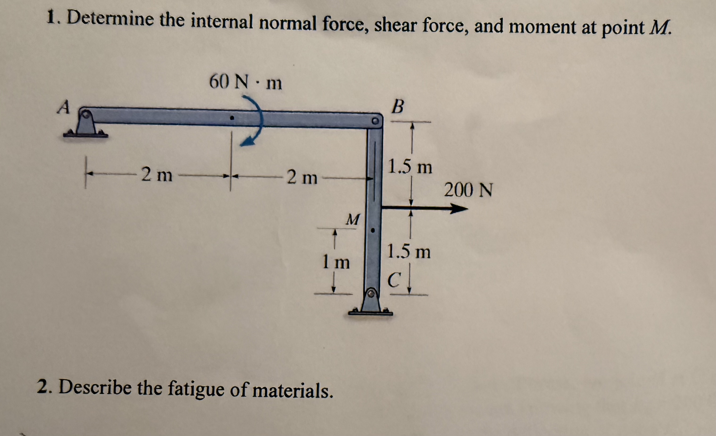 Solved Uzmana gönderDetermine the internal normal force, | Chegg.com