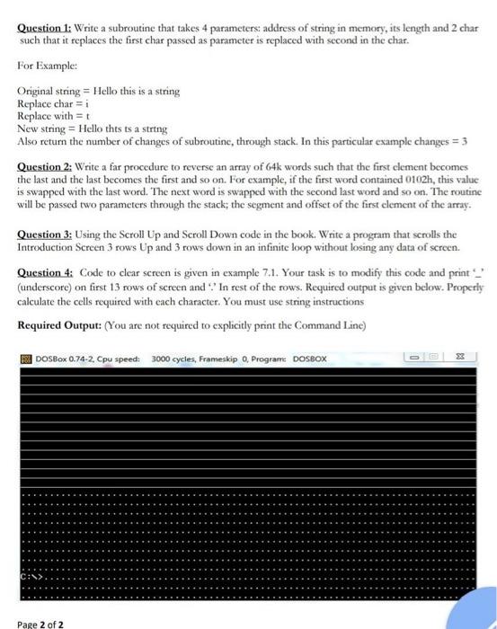 Question 1: Write a subroutine that takes 4 | Chegg.com