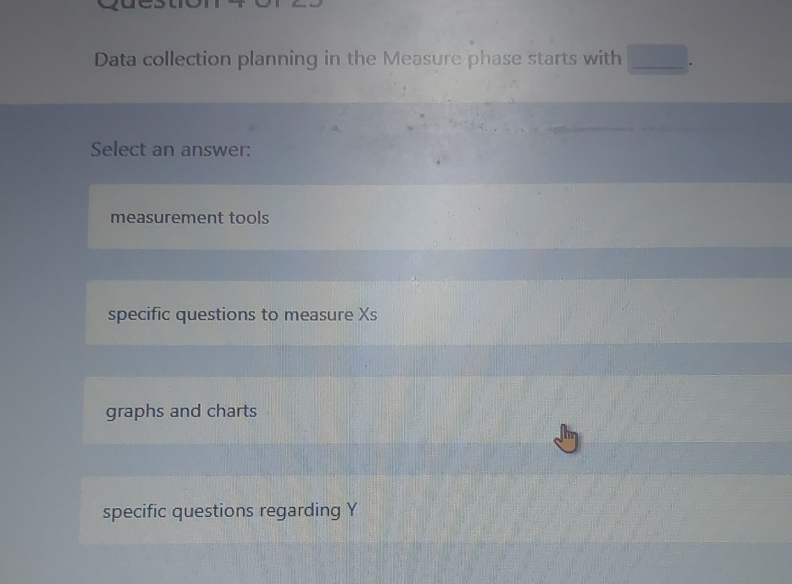 Solved Data collection planning in the Measure phase starts | Chegg.com