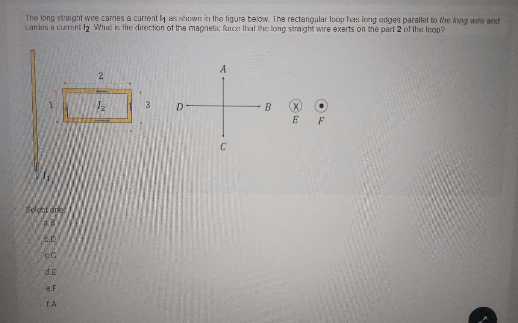 Solved The long straight wire carries a current l1 as shown | Chegg.com