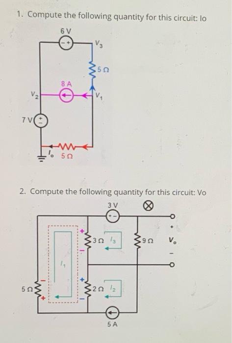 Solved 1. Compute the following quantity for this circuit: | Chegg.com