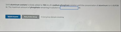 Solved Solid aluminum acecate is slowly added to 198 ﻿mL of | Chegg.com