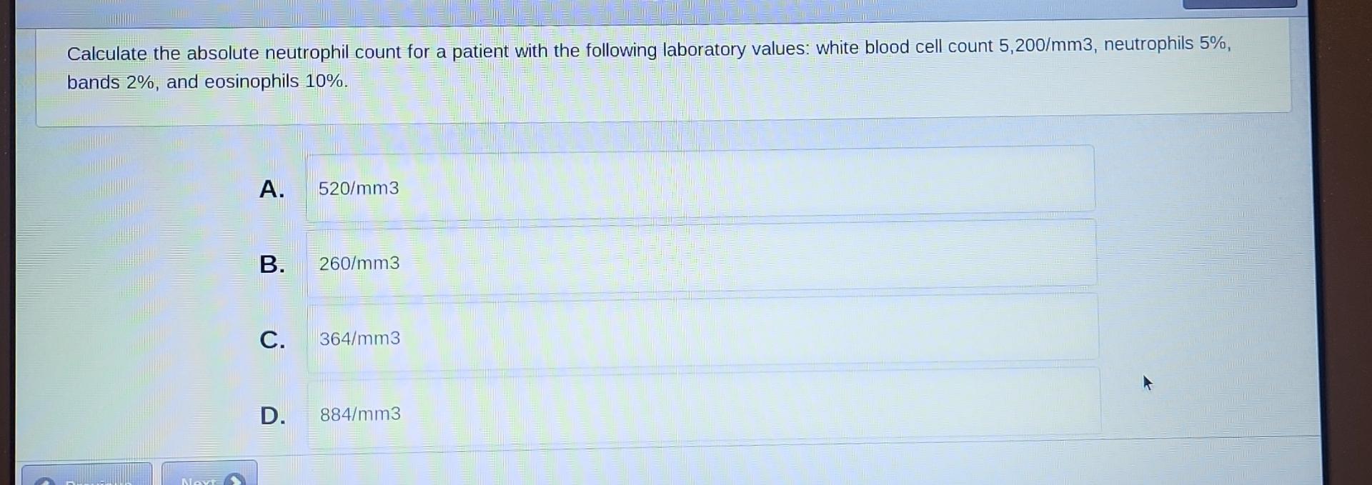 Solved Calculate the absolute neutrophil count for a patient | Chegg.com