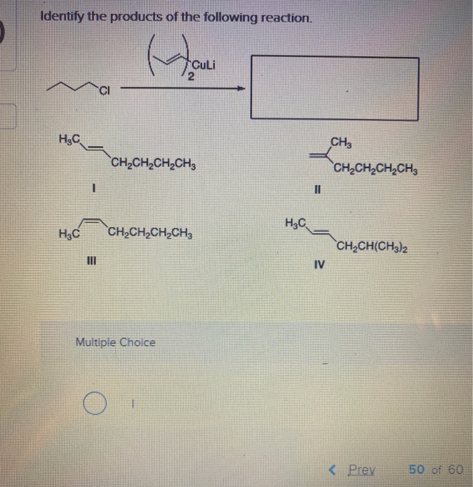 Solved Identify The Products Of The Following Reaction Culi