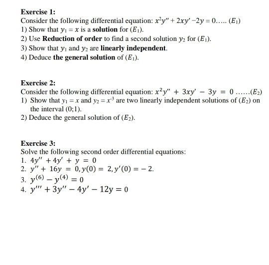 Solved Exercise 1 Consider The Following Differential Chegg