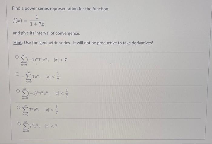 Solved Find a power series representation for the function | Chegg.com