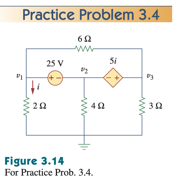 Practice Problem 3.4solve for v1,v2,v3Figure 3.14 | Chegg.com